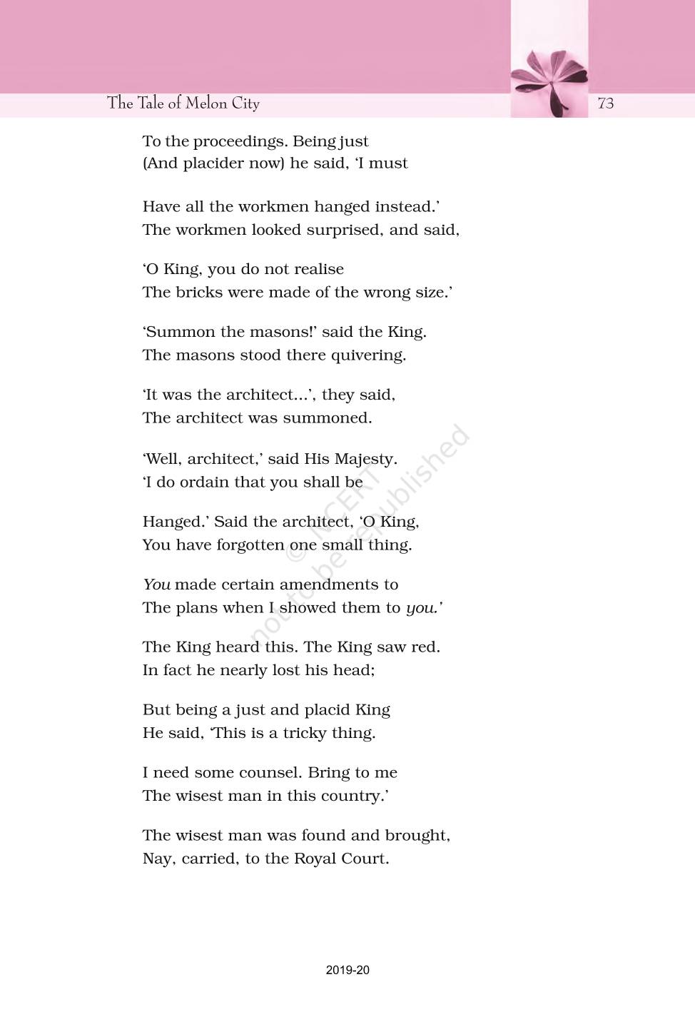 The Tale Of Melon City - NCERT Book of Class 11 English Snapshot